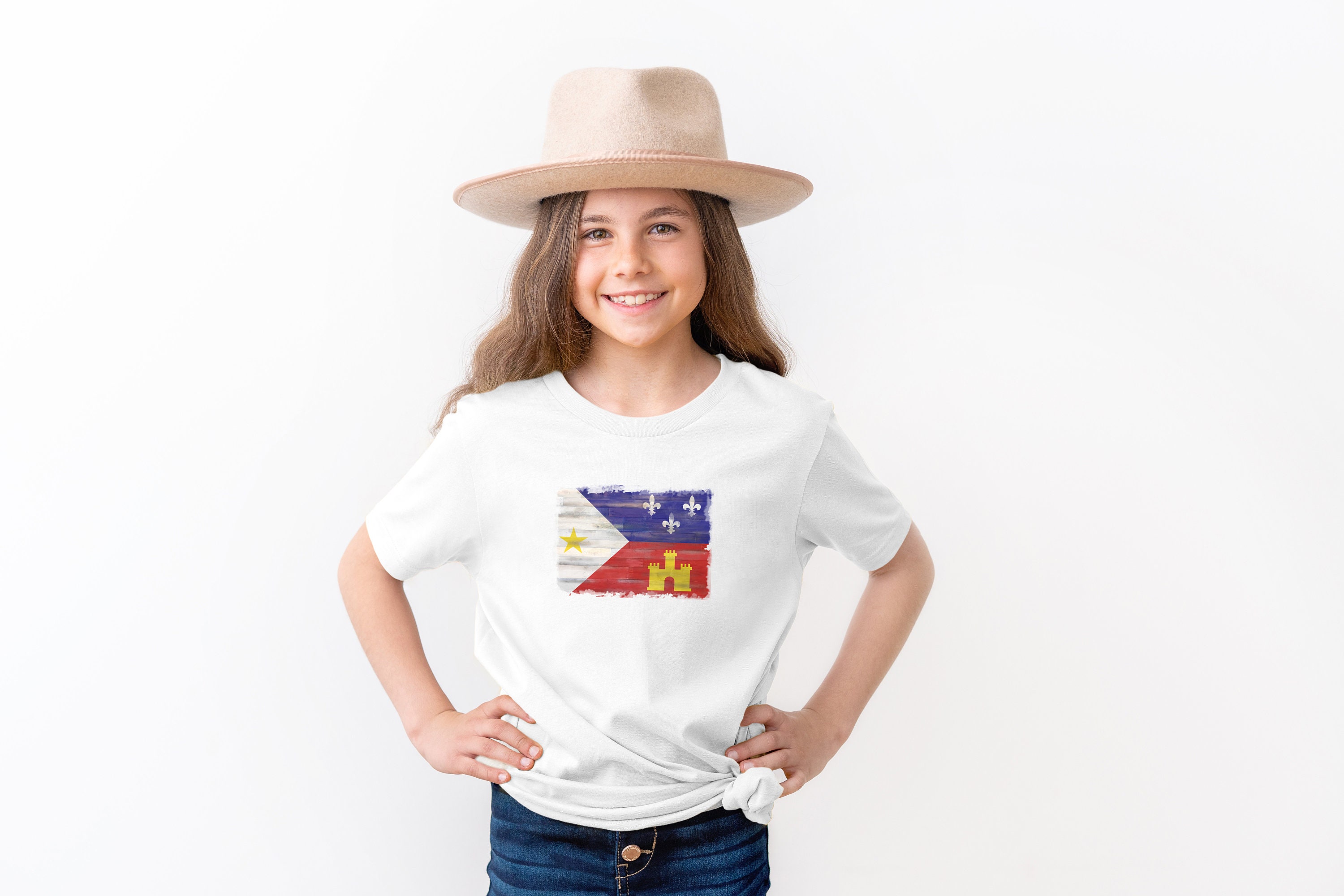 Child's Cajun Shirt, Acadian Flag Distressed, Gifts for Cajuns ...