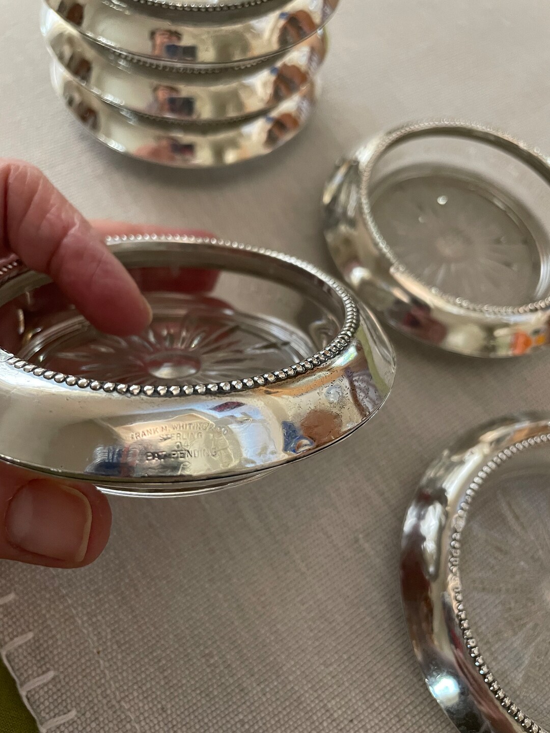 Whiting Vintage Silver Rimmed/glass Ashtrays - Etsy