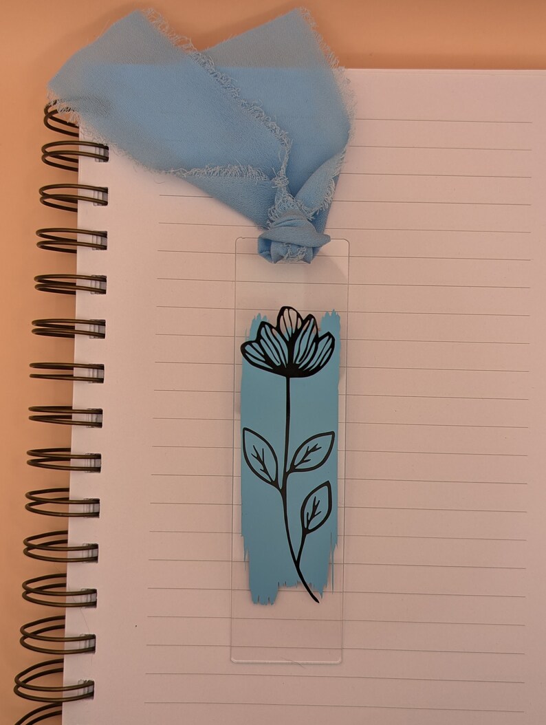 Blue Flower Bookmark, Paint Stroke Bookmark, Gift for Book Lover ...