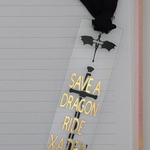Save A Dragon Ride Xaden, Acrylic Bookmarks, Gift for Book Lovers ...