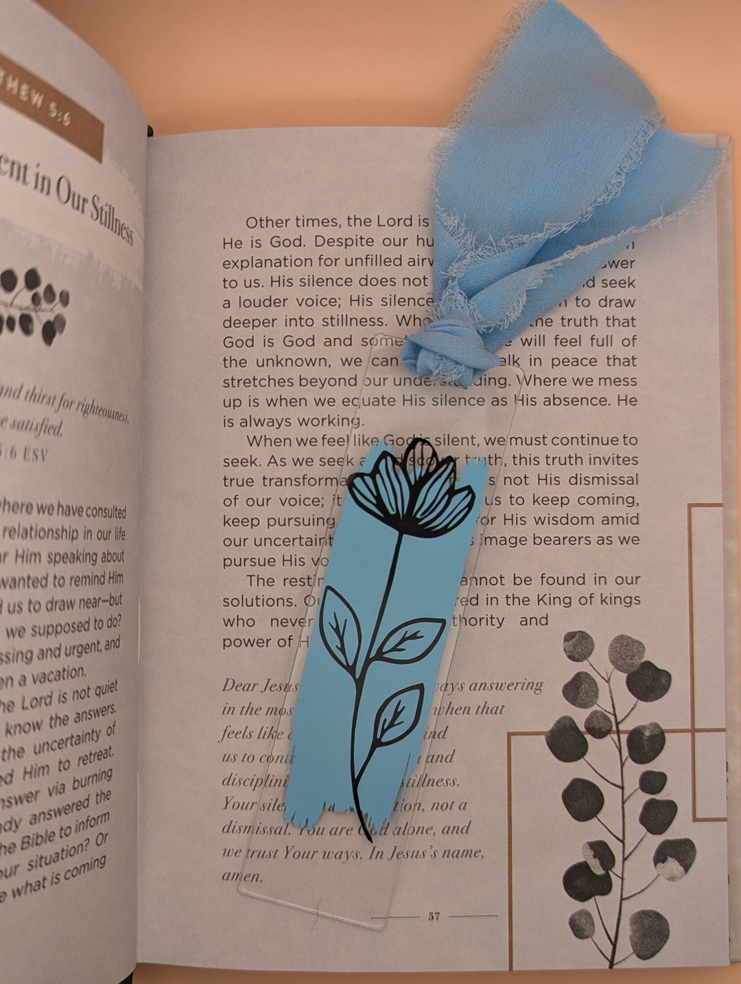 Blue Flower Bookmark, Paint Stroke Bookmark, Gift for Book Lover ...