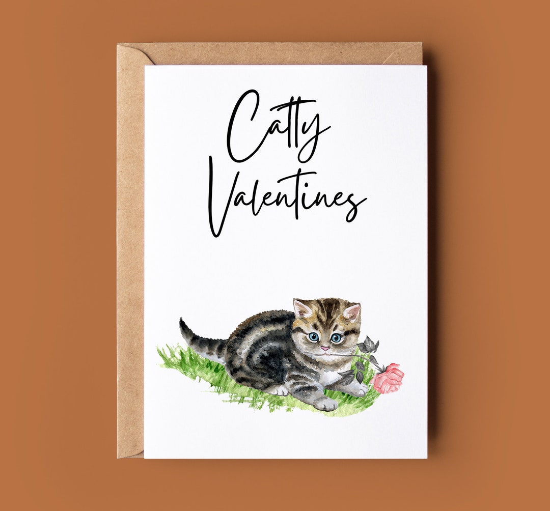 Funny Cat Pun Valentine Card - Valentine Card for Her - Happy Valentine ...