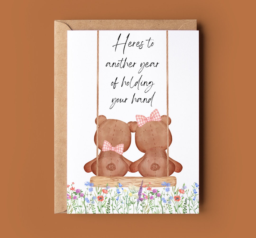 Cute Bear Couple Anniversary Card - Bear Greetings Card - Customised ...