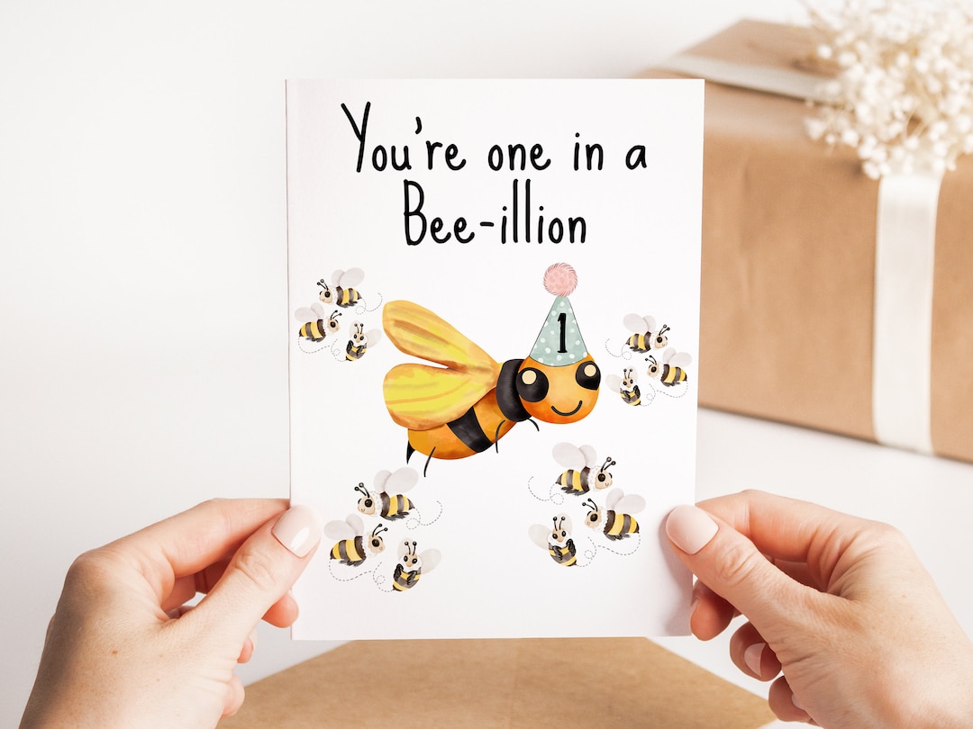 Cute Bee Happy Birthday Card - Funny Bee Birthday Card - Bee Pun Greetings Card - Customised ...