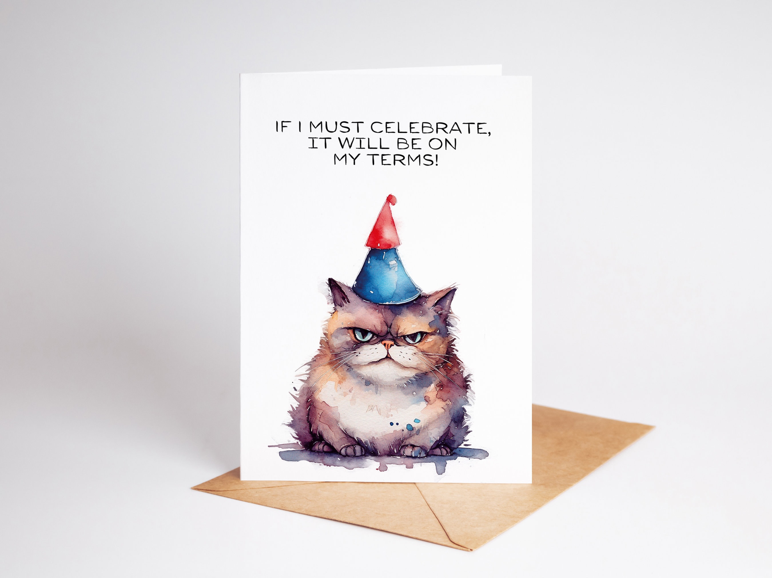 Funny Cat Birthday Card Grumpy Cat Birthday Card Cat Greetings Card Cat ...