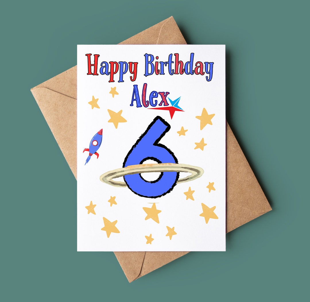 Happy 6th Birthday Card - Sixth Birthday Card - Customised Birthday ...
