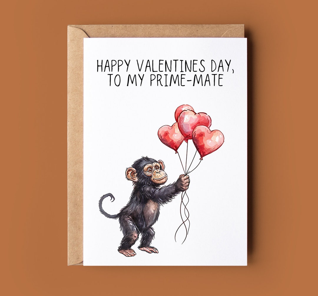 Happy Valentine's Day Card - Monkey Pun Card - Romantic Valentines Card ...