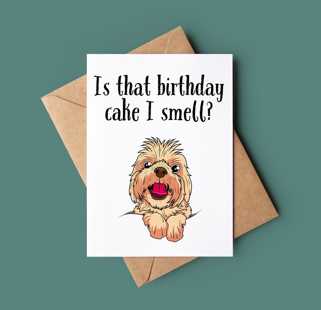 Happy Birthday Card - Funny Dog Birthday Card - Greedy Dog Greetings ...