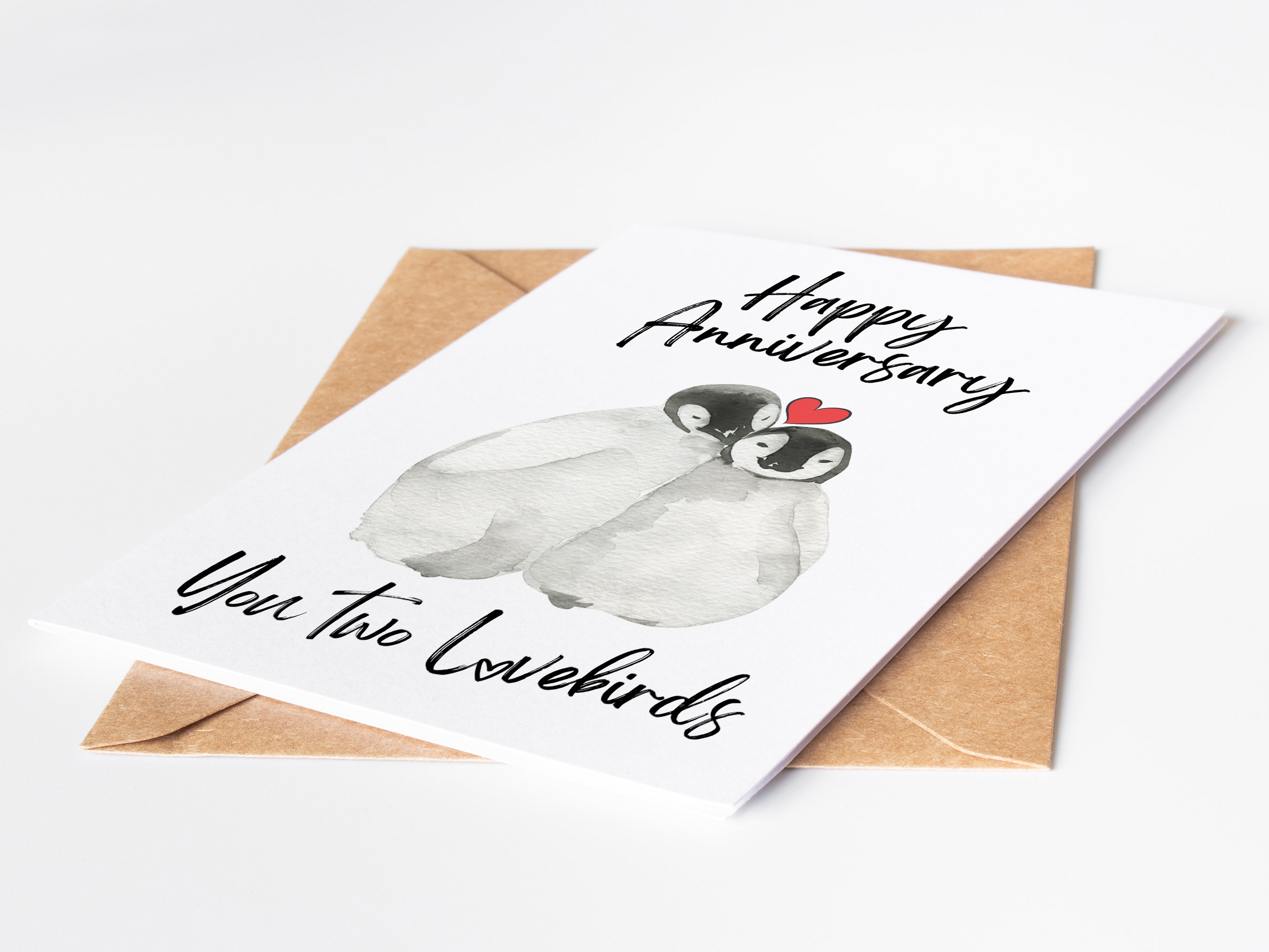 Penguin Happy Anniversary Card Personalised Card Congratulations Card ...