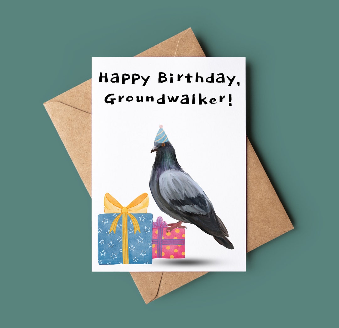 Funny Pigeon Happy Birthday Card - Rude Birthday Card - Watercolour Bird Greeting Card - Bird ...
