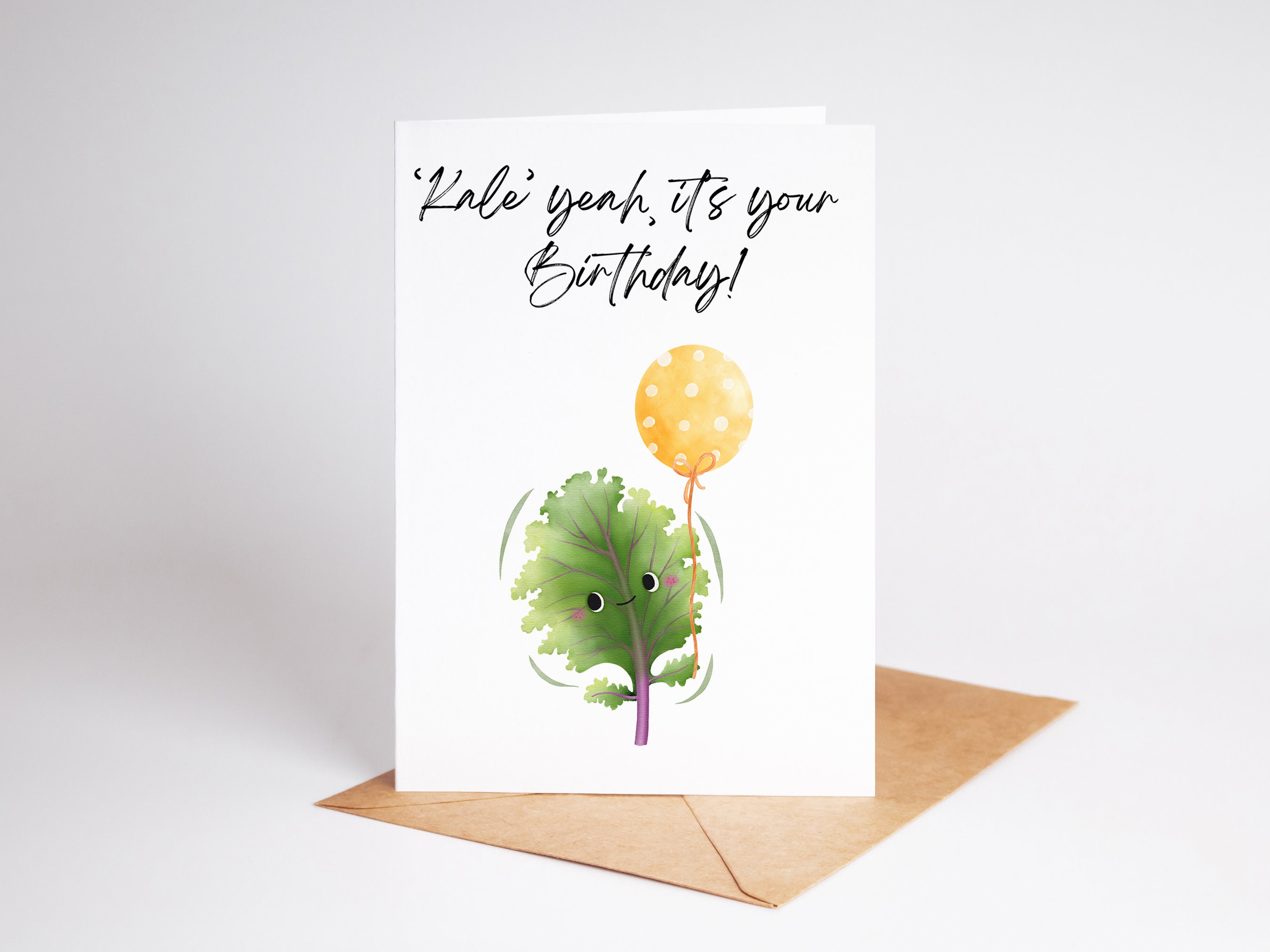 Happy Birthday Pun Card - Funny Kale Yeah Birthday Card - Cute ...