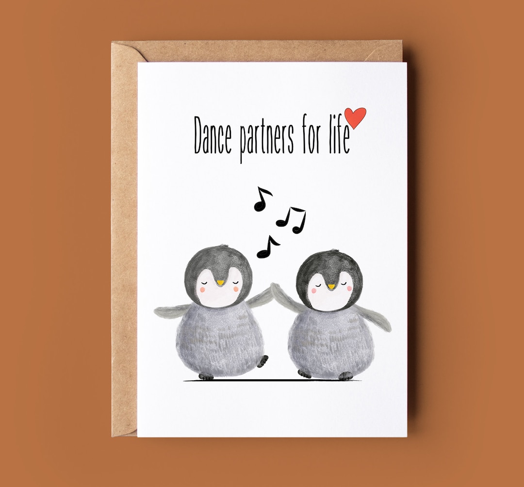 Dancing Penguin Couple Anniversary Card - Greetings Card Customised ...