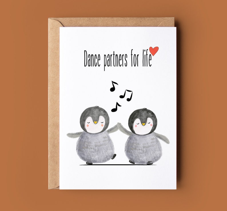 Dancing Penguin Couple Anniversary Card - Greetings Card Customised ...