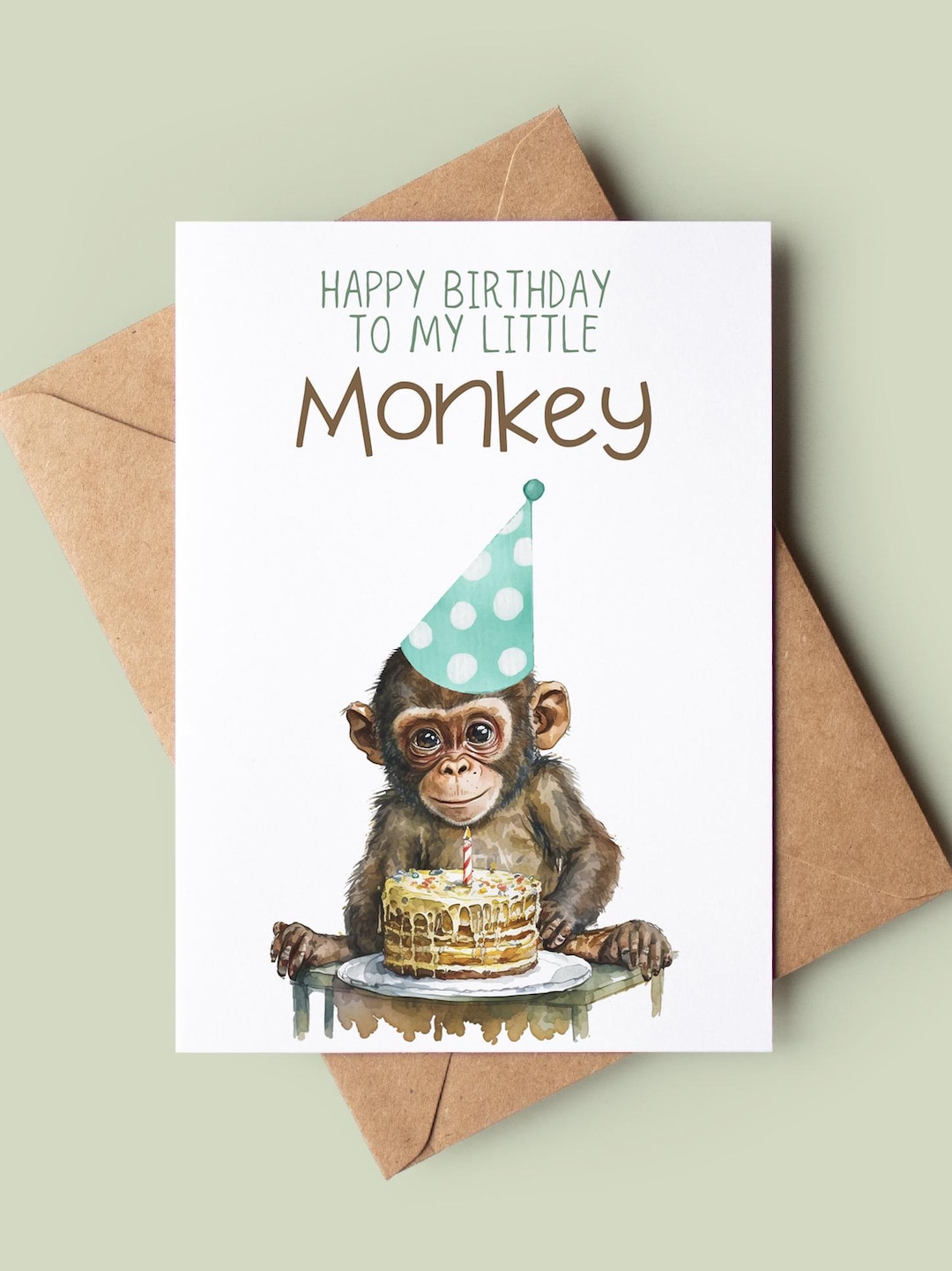Happy Birthday Card - Personalised Funny Monkey Birthday Card - Cute ...