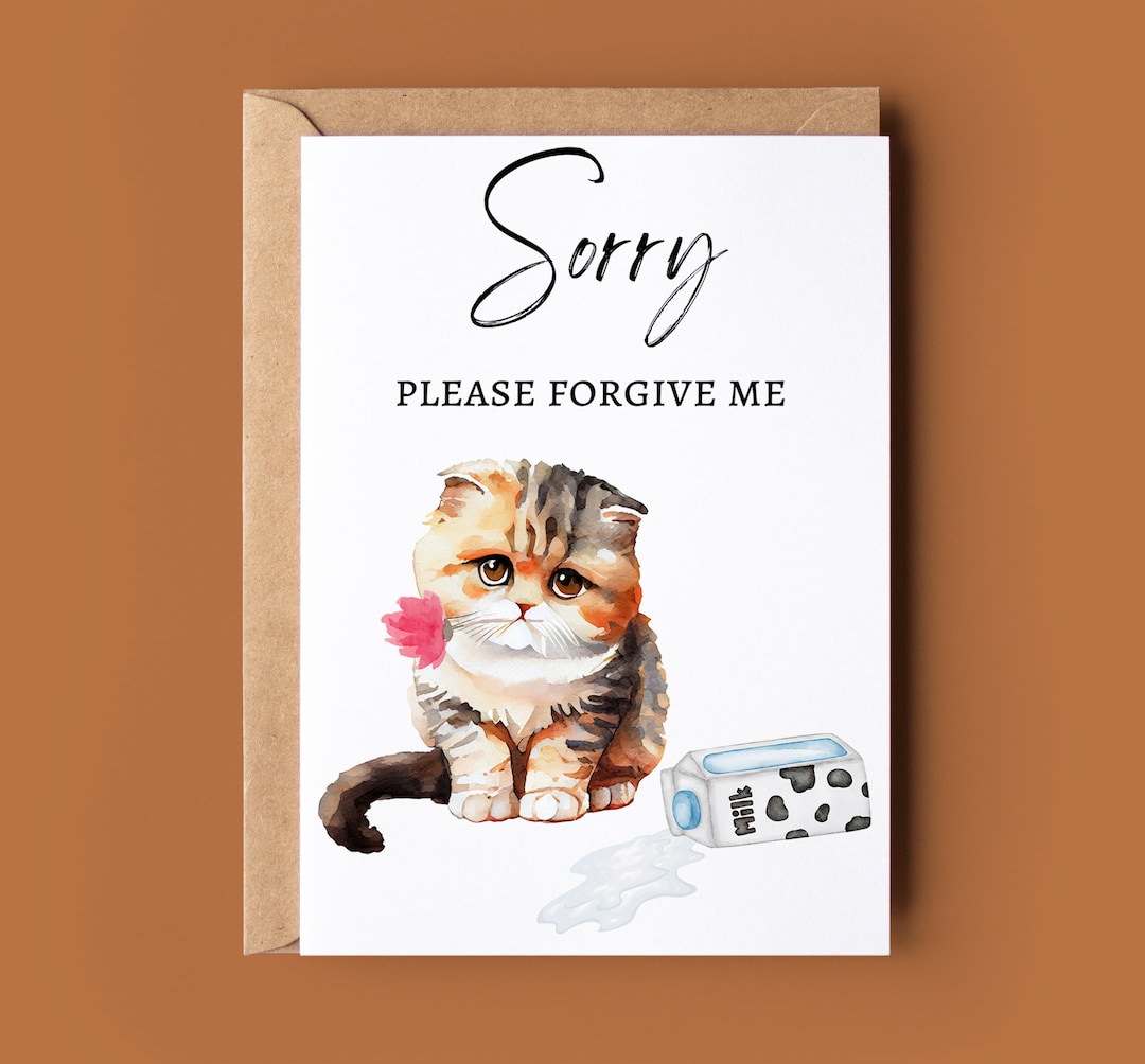 Sorry Greeting Card With Cat - Im Sorry Cat Themed Card - Apologetic ...