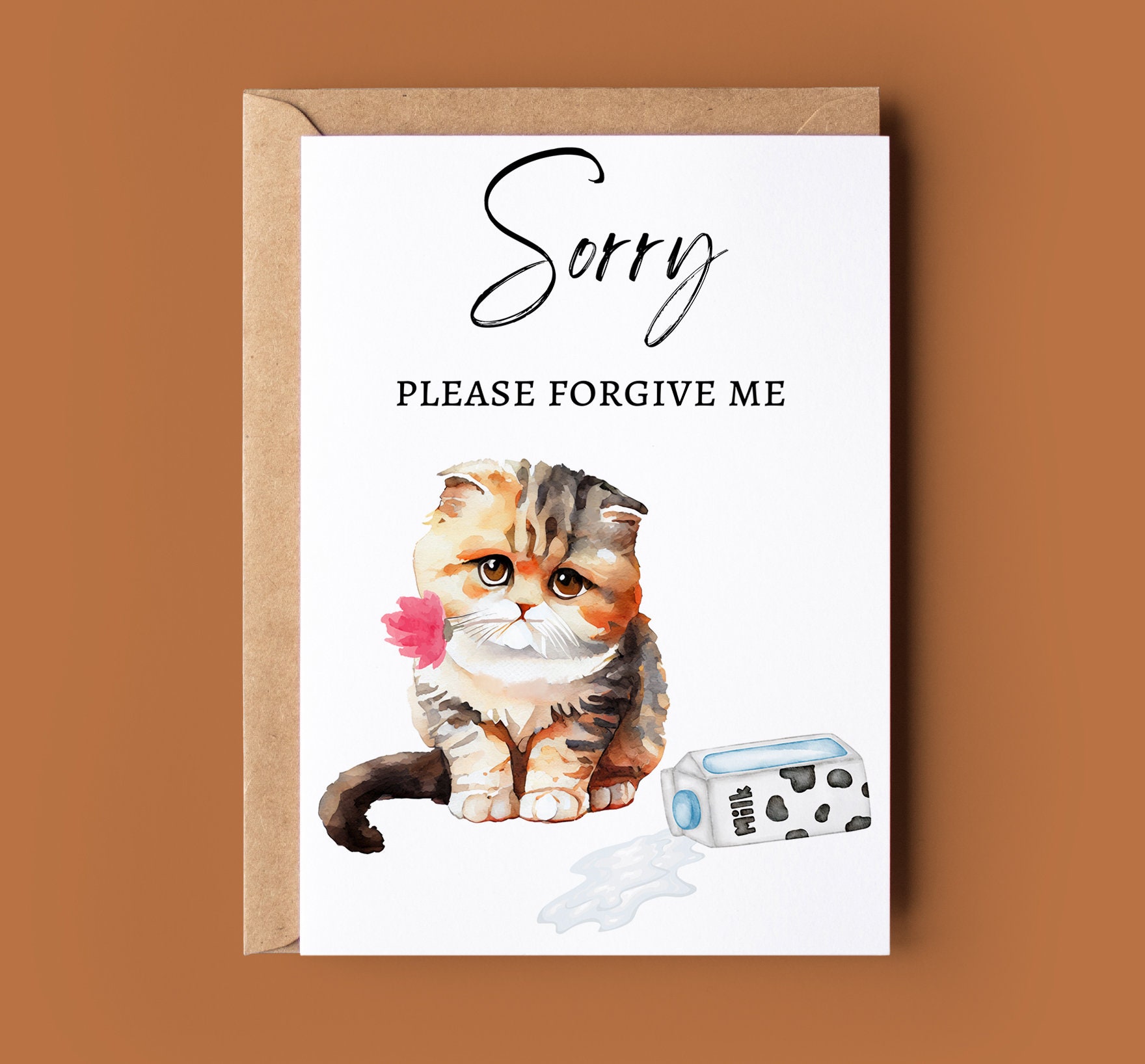 Sorry Greeting Card With Cat Im Sorry Cat Themed Card Apologetic Card ...