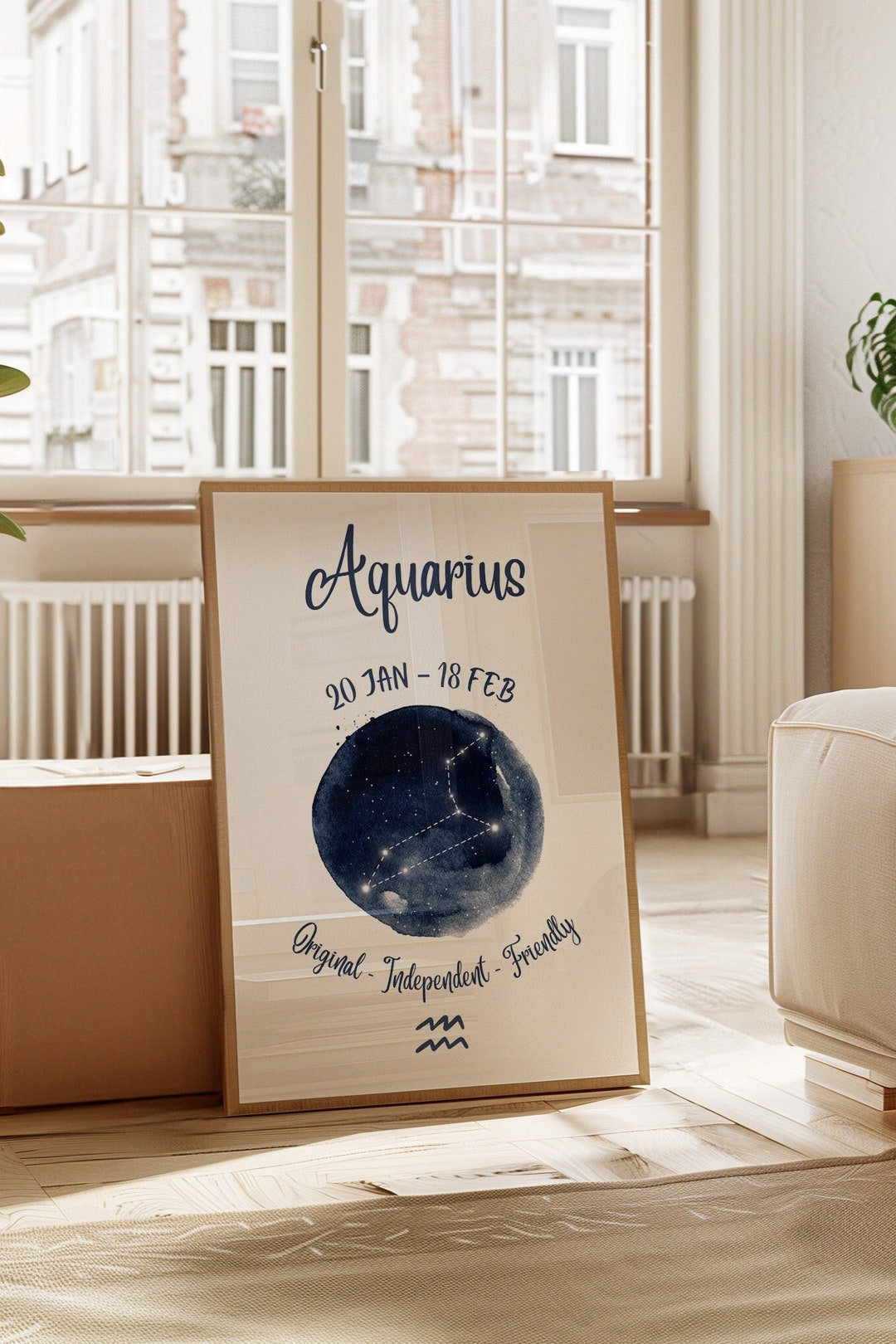 Aquarius Star Sign Print - Modern Wall Art - Zodiac Wall Decor ...