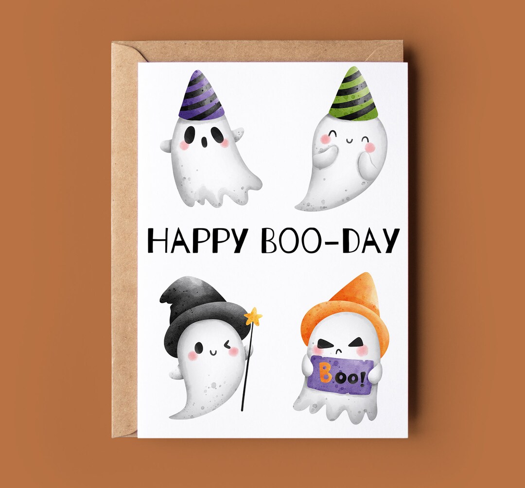 Cute Ghost Happy Birthday Card - Halloween Birthday Card - Funny Pun ...