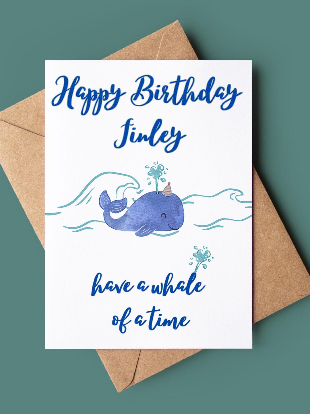 Kids Whale Happy Birthday Card - Whale Pun Birthday Card - Customised ...