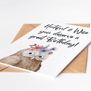 Owl Happy Birthday Card - Funny Hootiful Birthday Card - Owl Pun ...