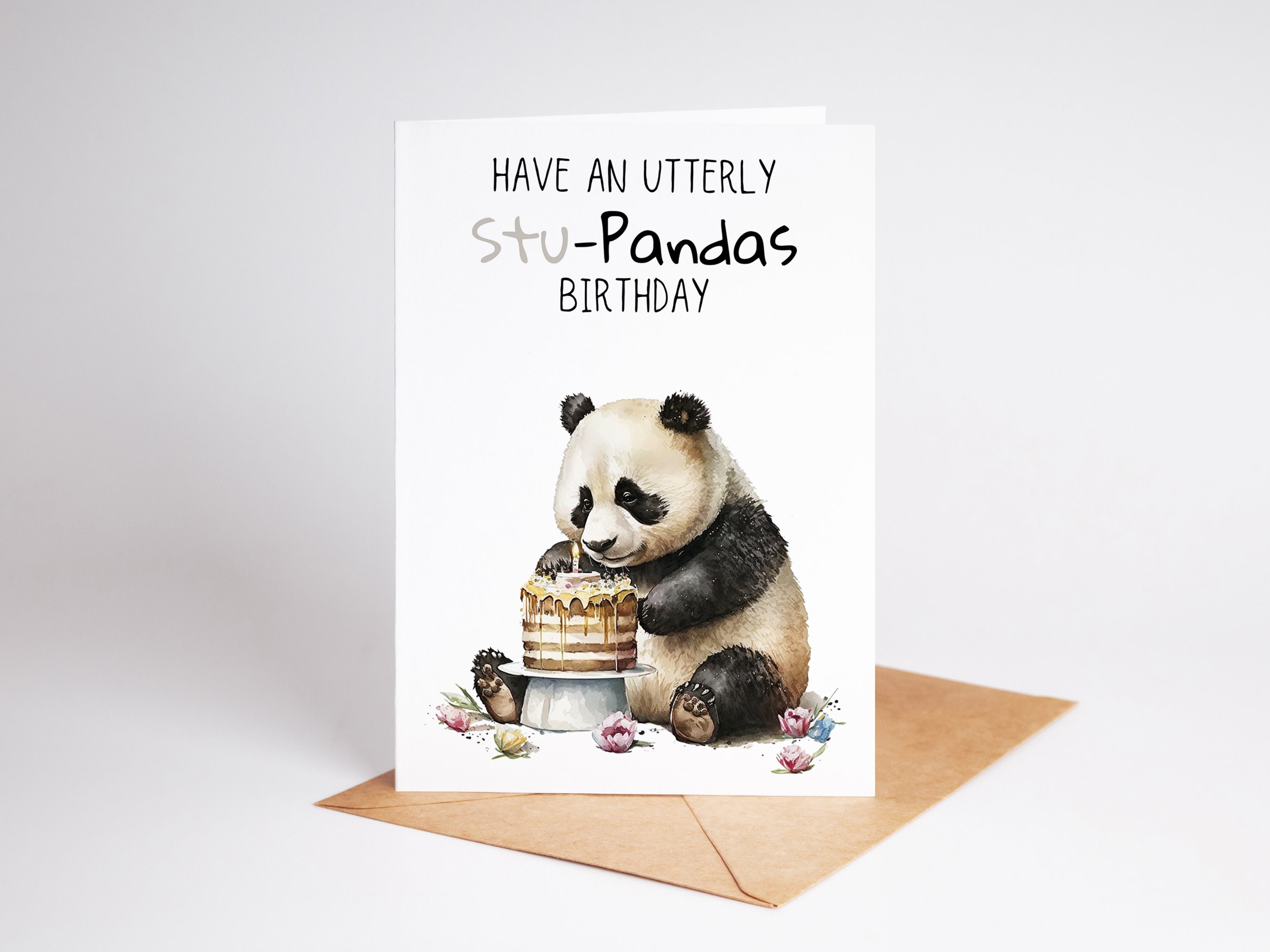 Panda Happy Birthday Card Funny Panda Pun Greeting Card Cute Panda Bday ...