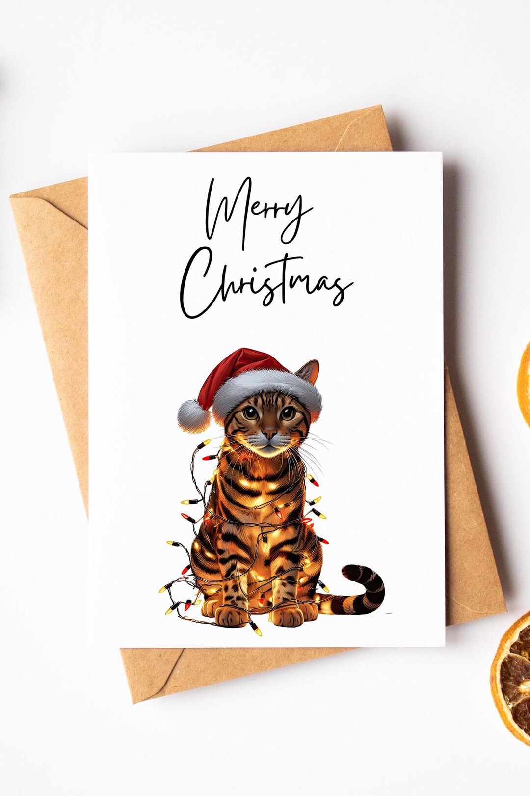 Christmas Cat Card - Merry Christmas Card - Funny Xmas Card - Bengal ...