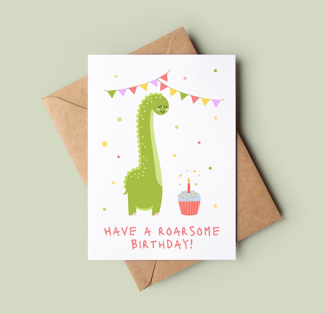 Funny Dinosaur Birthday Card Dinosaur Pun Greetings Card Customised ...