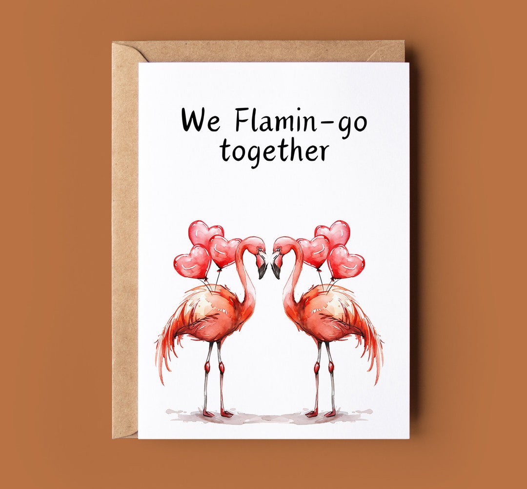 Happy Valentine's Day Card - Flamingo Pun Card - Romantic Valentines ...