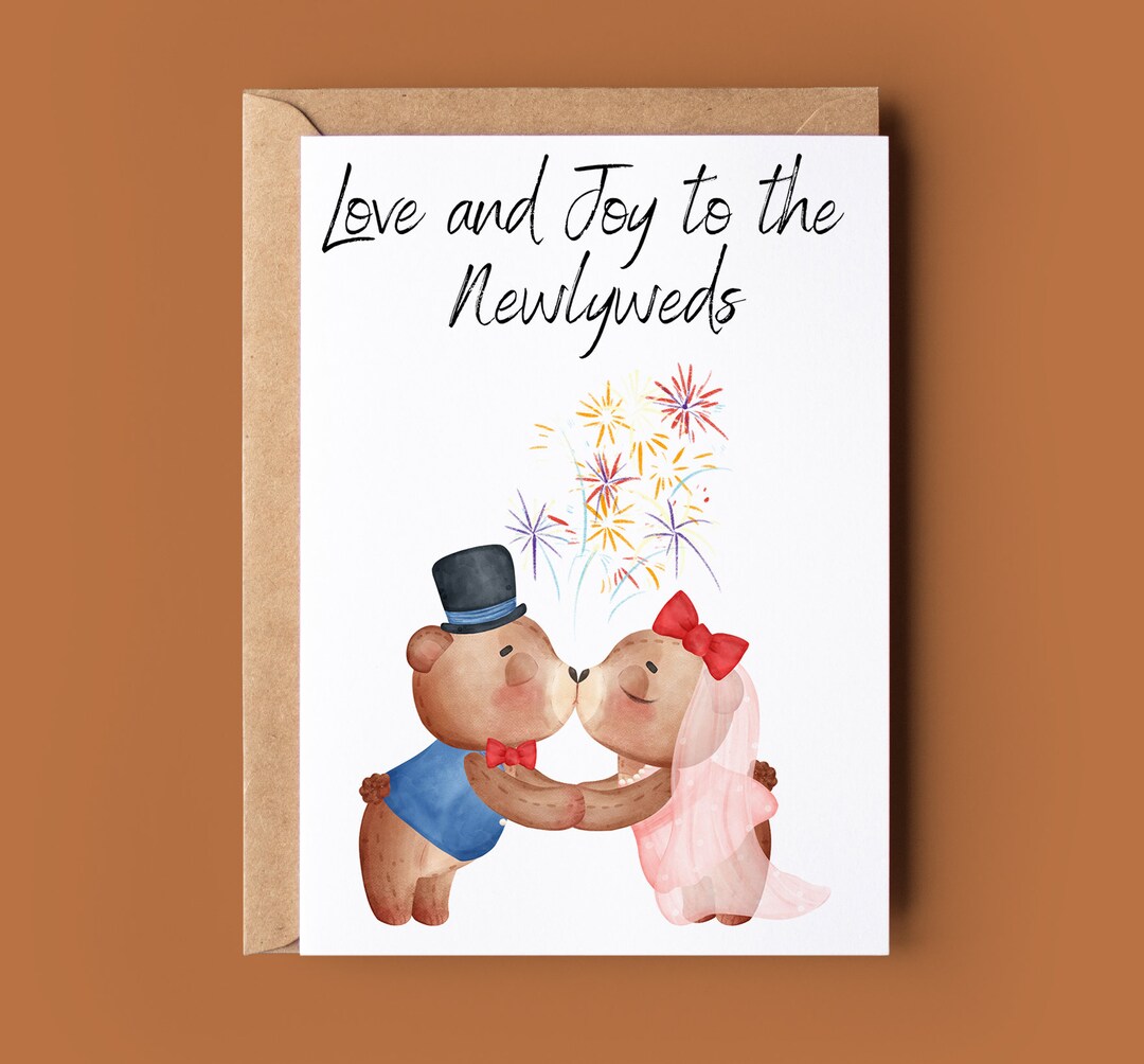 Cute Bear Couple Marriage Card Bear Greetings Card Customised Wedding ...