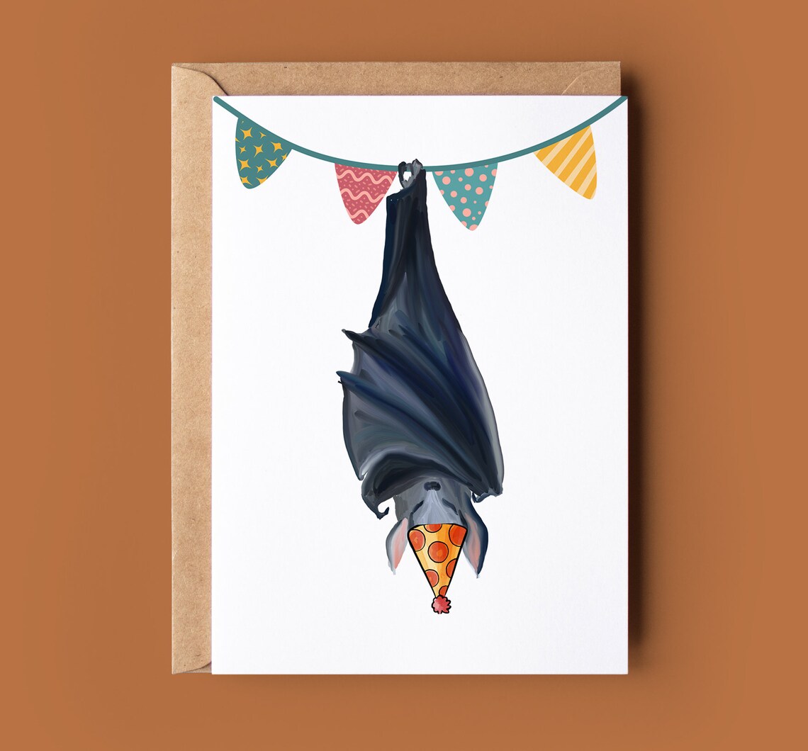 Bat Happy Birthday Card Halloween Birthday Card Funny - Etsy