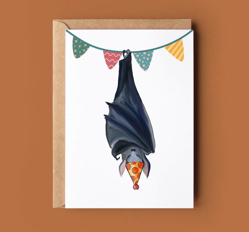 Bat Happy Birthday Card - Halloween Birthday Card - Funny Halloween ...