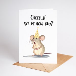Mouse Happy Birthday Card - Personalised Joke Birthday Card - Handmade ...