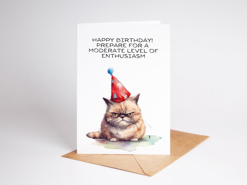 Funny Cat Birthday Card Grumpy Cat Birthday Card Cat Greetings Card Cat Lover Card Joke Birthday ...