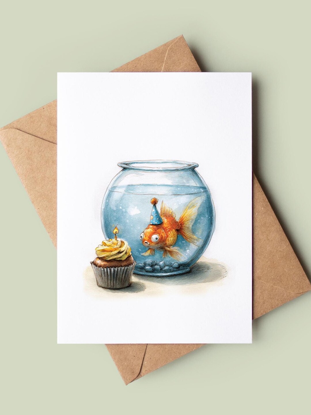 Happy Birthday Goldfish Card - Funny Birthday Fish Card - Goldfish Bowl ...