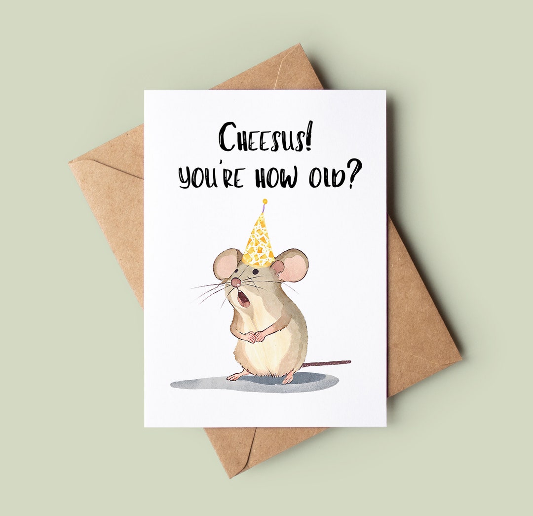 Mouse Happy Birthday Card - Personalised Joke Birthday Card - Handmade ...