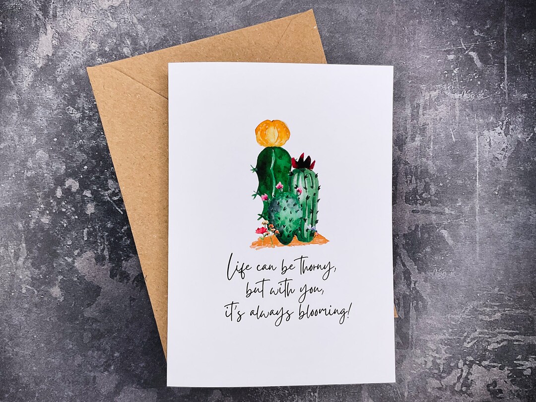 Cactus Anniversary Card Personalised Cactus Greeting Card - Etsy