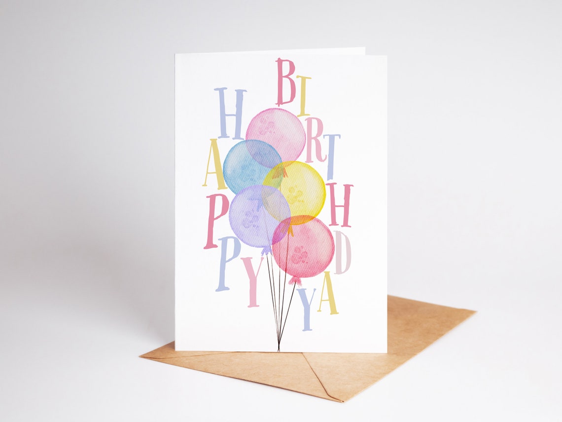 Colourful Balloon Happy Birthday Card - Balloons Birthday Card - Cute ...