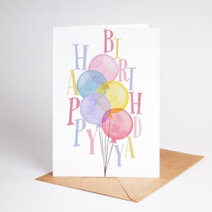 Colourful Balloon Happy Birthday Card - Balloons Birthday Card - Cute ...