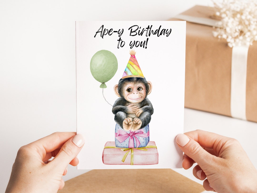Ape-y Birthday to You Card - Funny Baby Monkey Birthday Card - Ape Pun ...