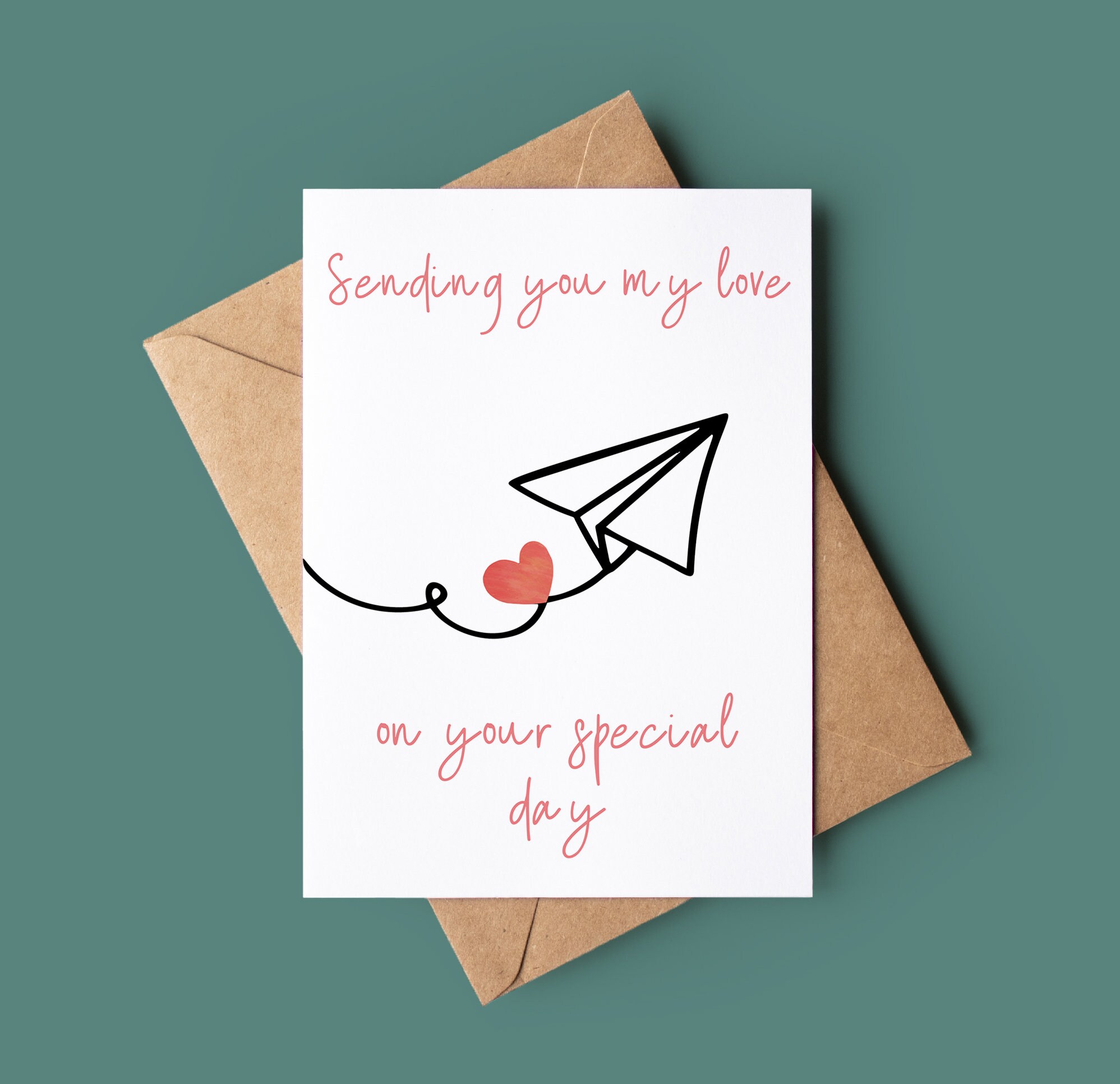 Happy Birthday Card - Sending Birthday Love - Cute Paper Plane Greeting ...