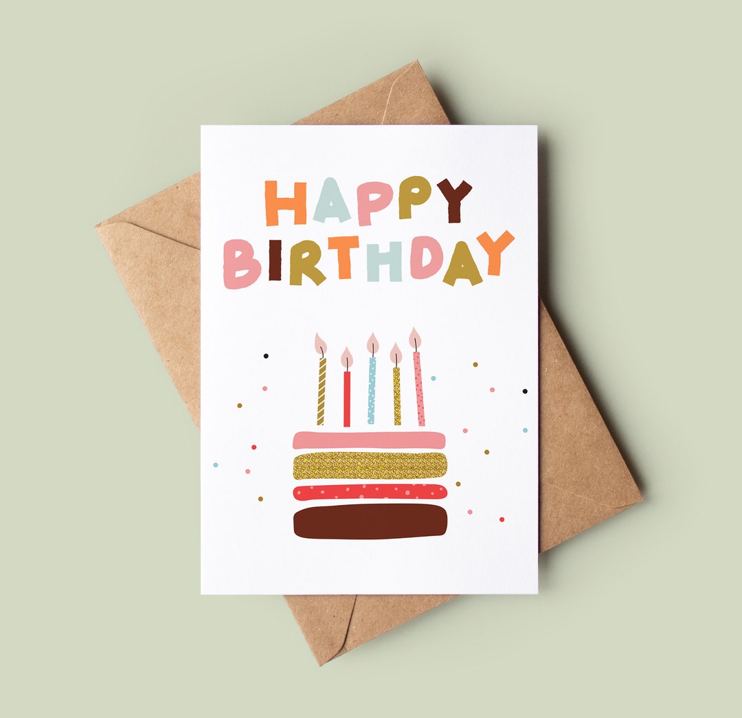 Cake Happy Birthday Card - Birthday Card for Him - Customised Birthday ...
