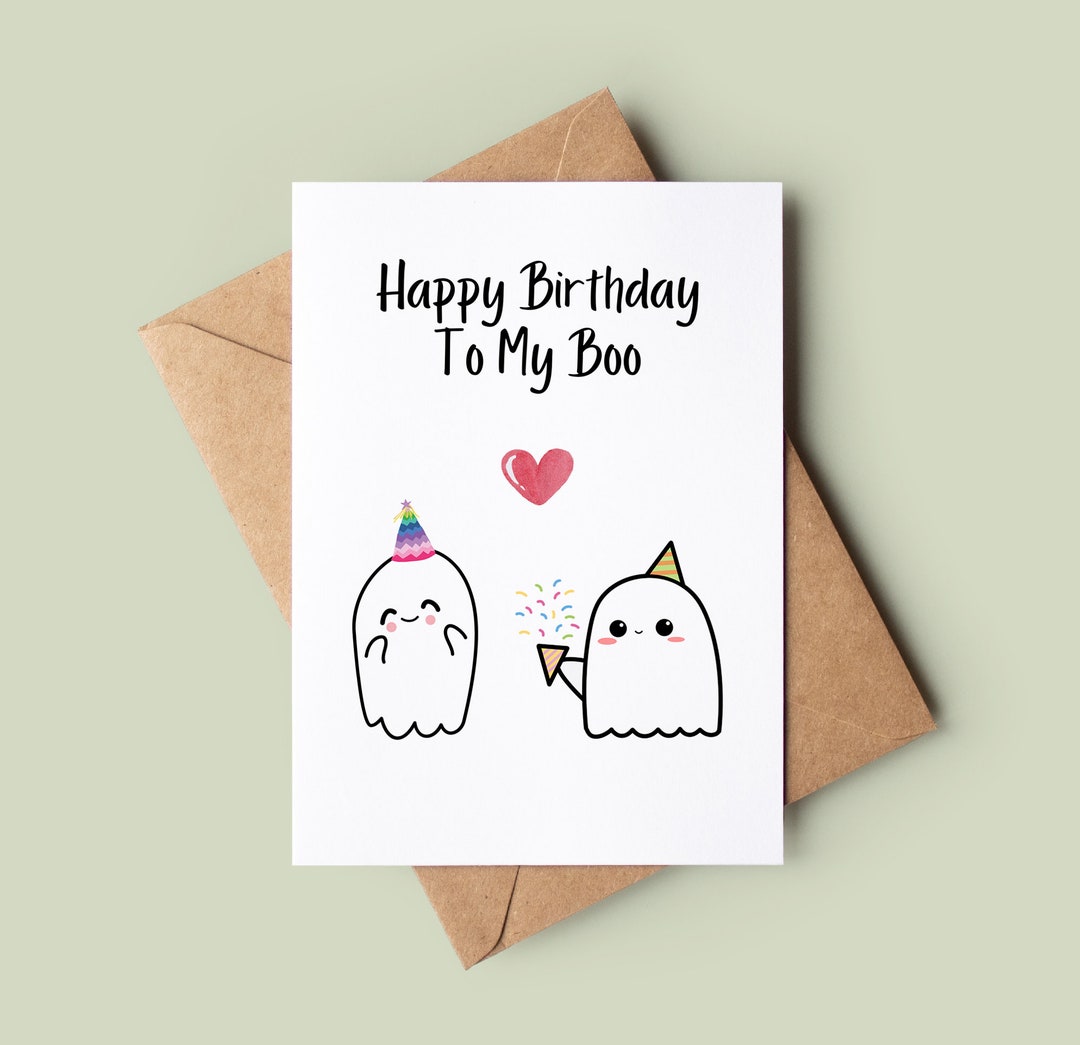 Funny Ghost Pun Happy Birthday Card - Halloween Birthday Card - Cute ...