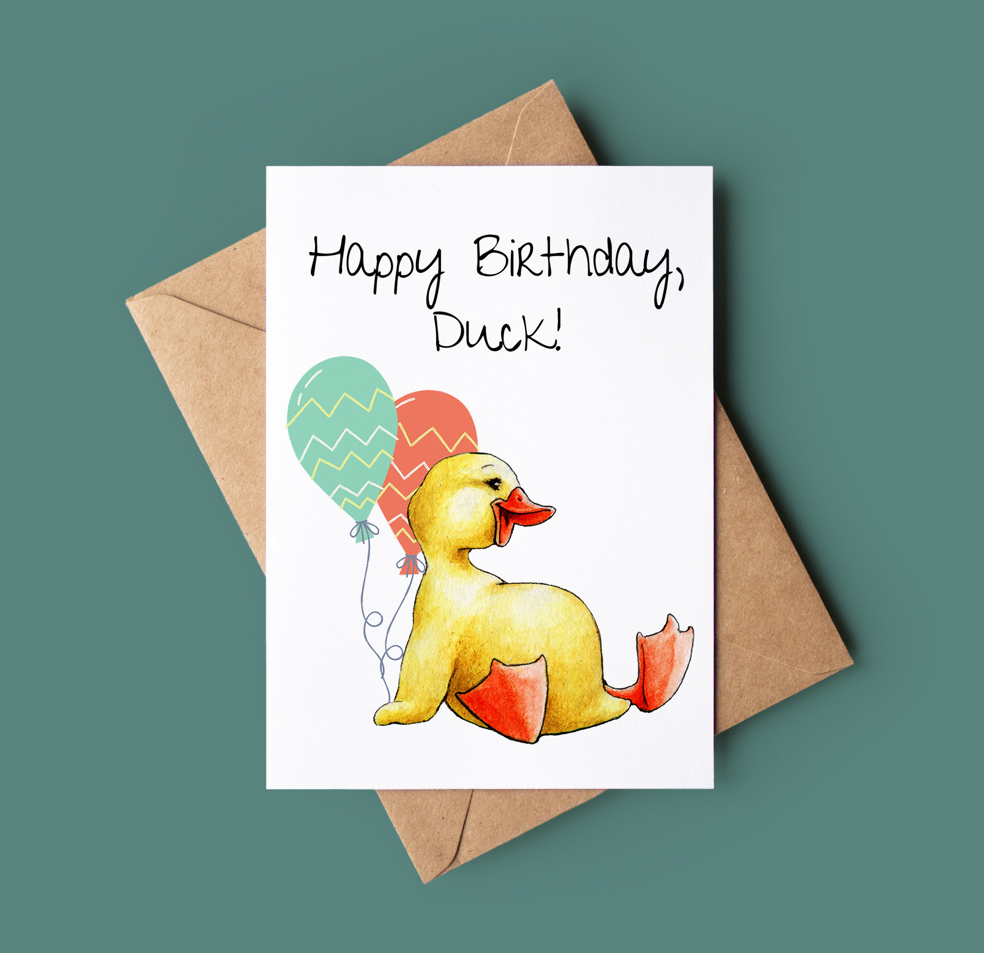 Happy Birthday Duck Card Funny Birthday Duck Card Duck Greetings Card ...