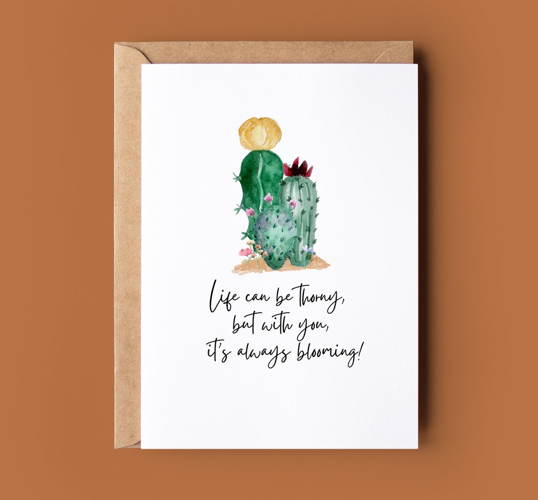 Cactus Anniversary Card - Personalised Cactus Greeting Card ...