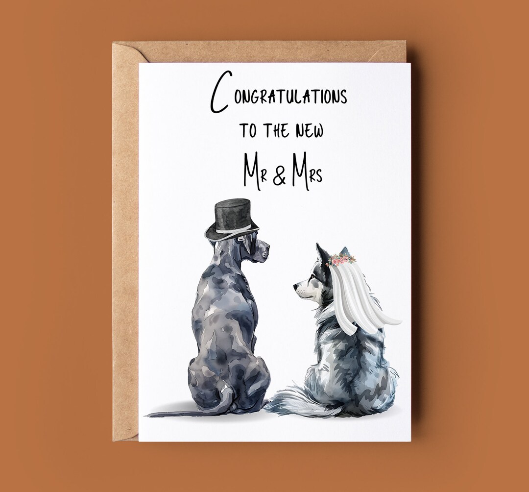 Cute Mr and Mrs Dog Congratulations on Your Marriage Card - Dog ...