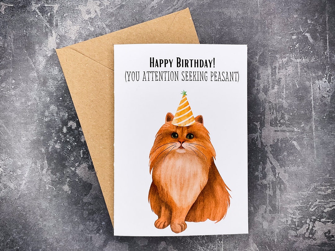 Rude Cat Happy Birthday Card Funny Birthday Card Cat - Etsy