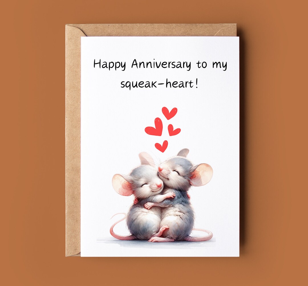 Happy Anniversary Card - Mice Pun Card - Romantic Valentines Card ...