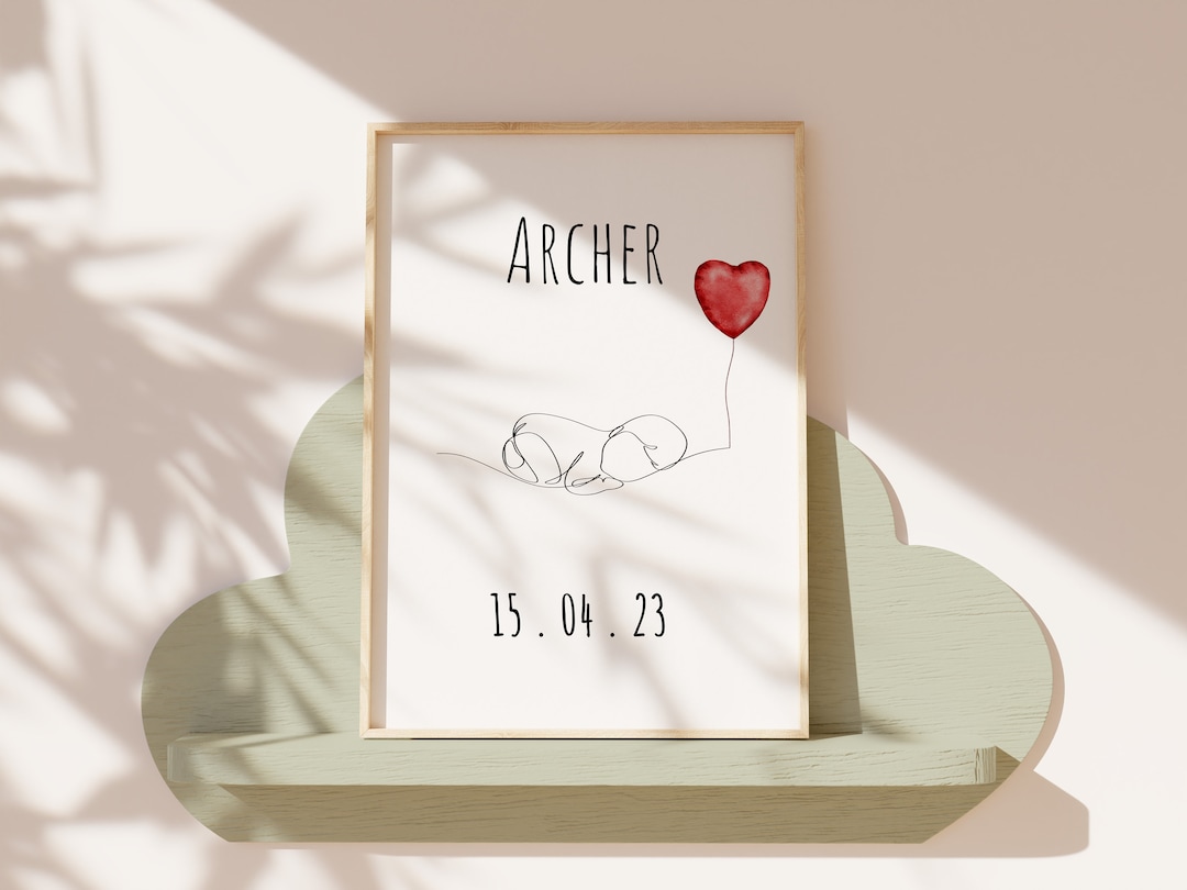 Baby Birth Date Print - Modern Children's Nursery Wall Name Art - Decor ...