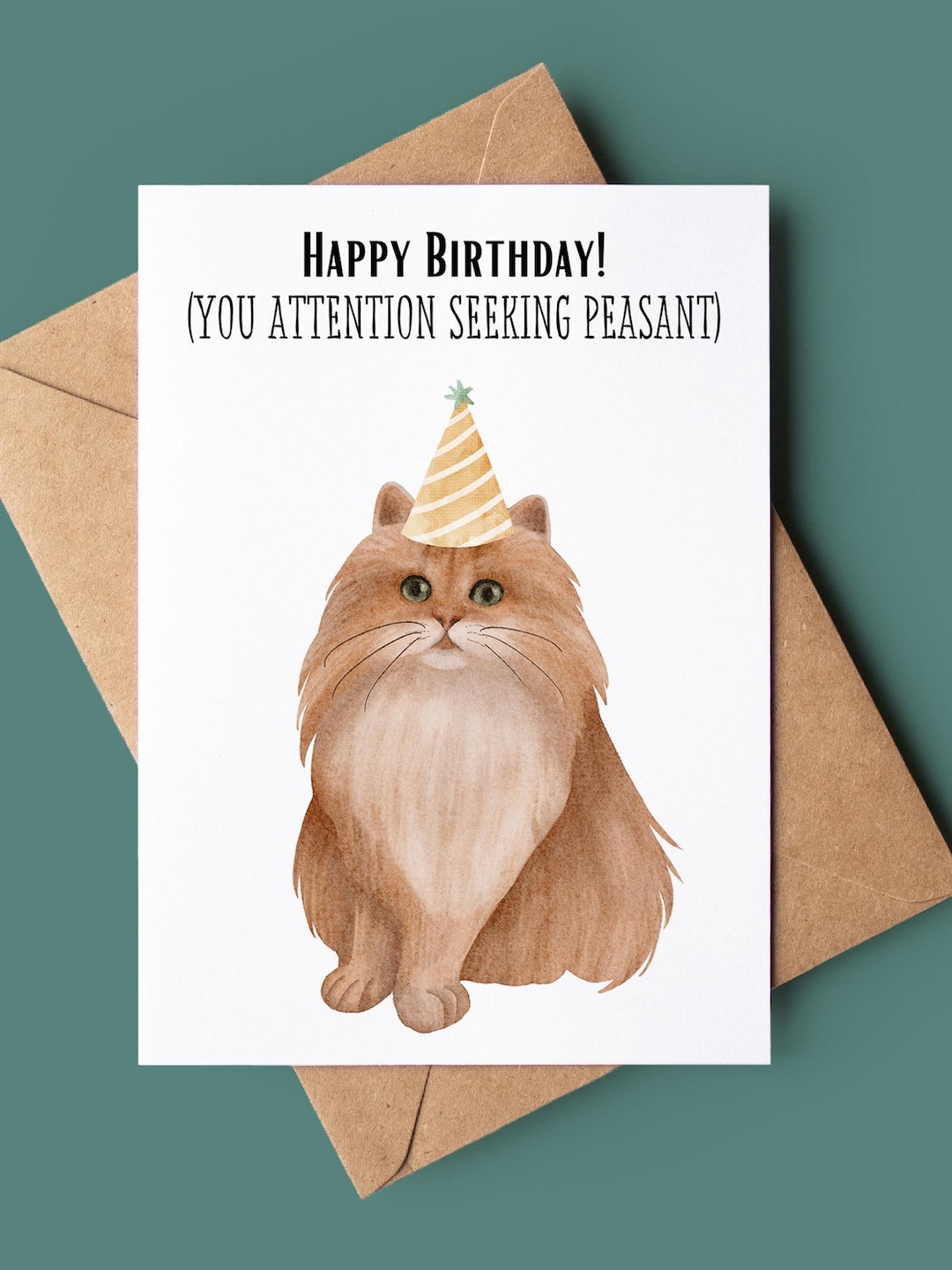 Rude Cat Happy Birthday Card - Funny Birthday Card - Cat Greetings Card ...