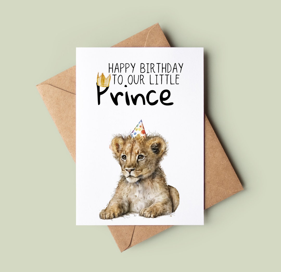Lion Cub Birthday Card - Cute Lion Cub Bday Card - Lion Greeting Card ...